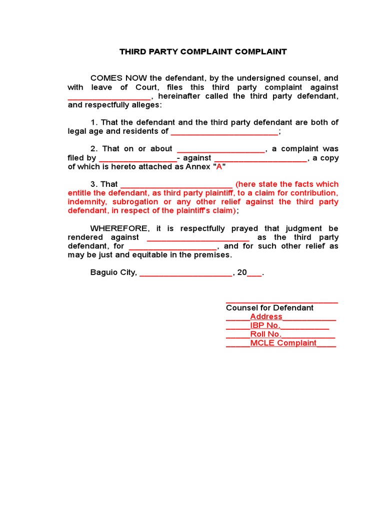 Third Party Complaint | PDF