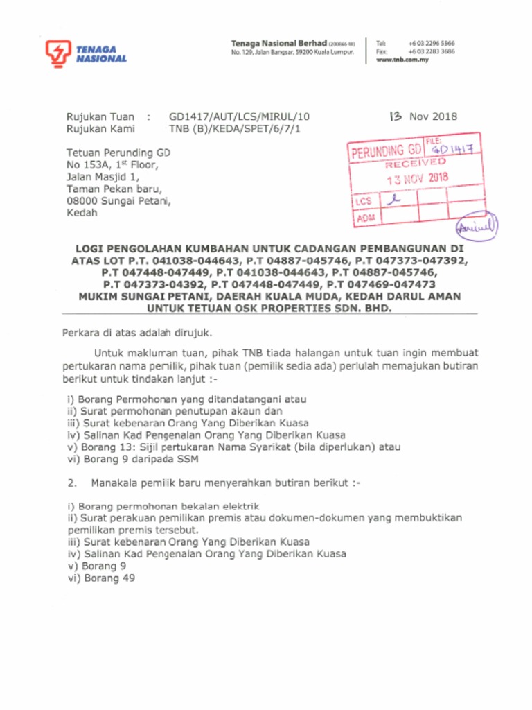 TNB Letter | PDF