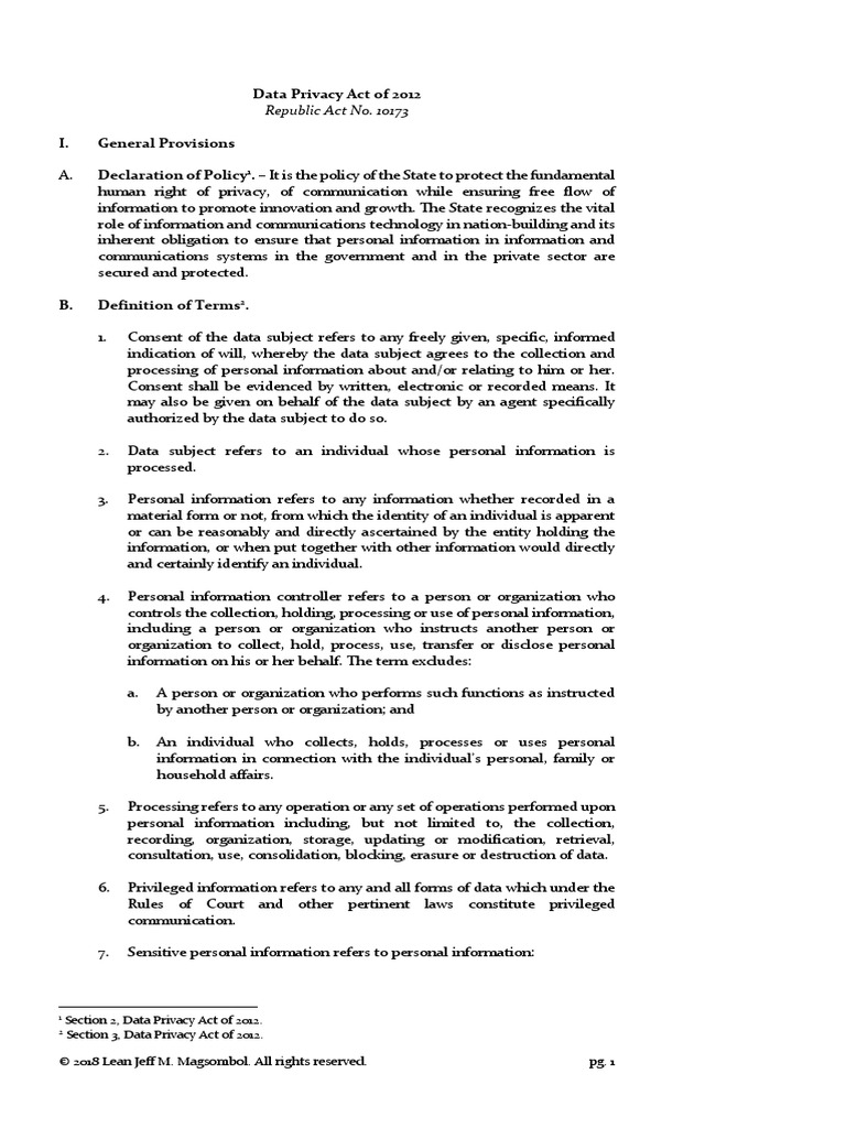 Data Privacy Act | PDF | Personally Identifiable Information | Privacy