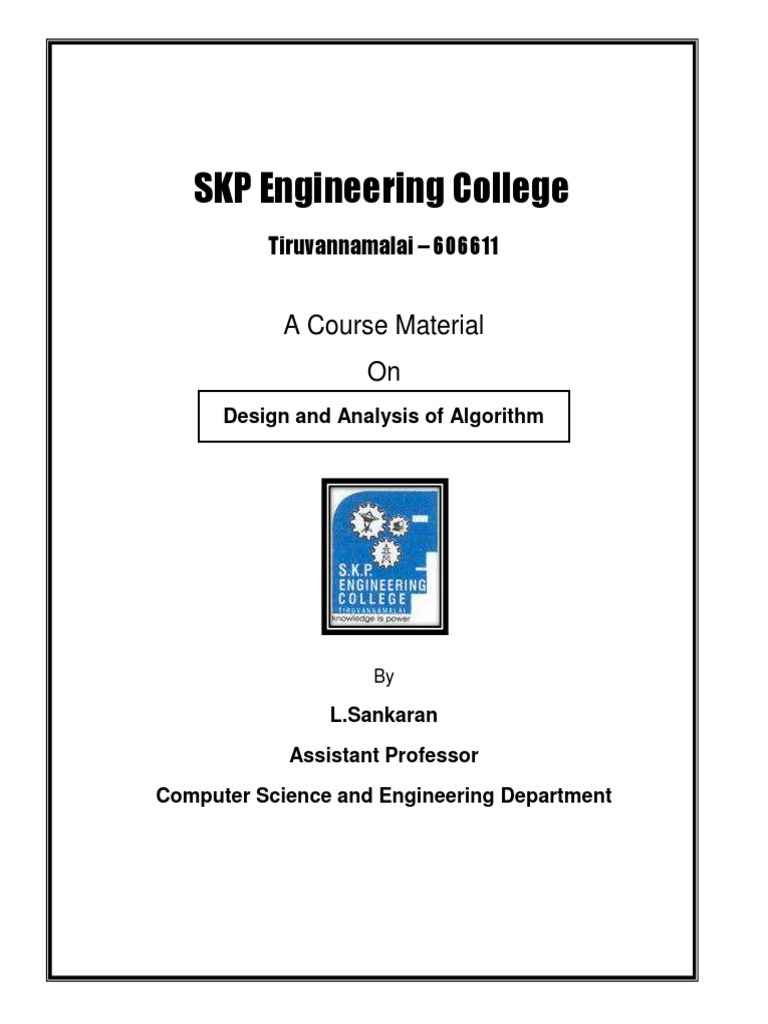 Design and Analysis of Algorithm | PDF | Time Complexity ...