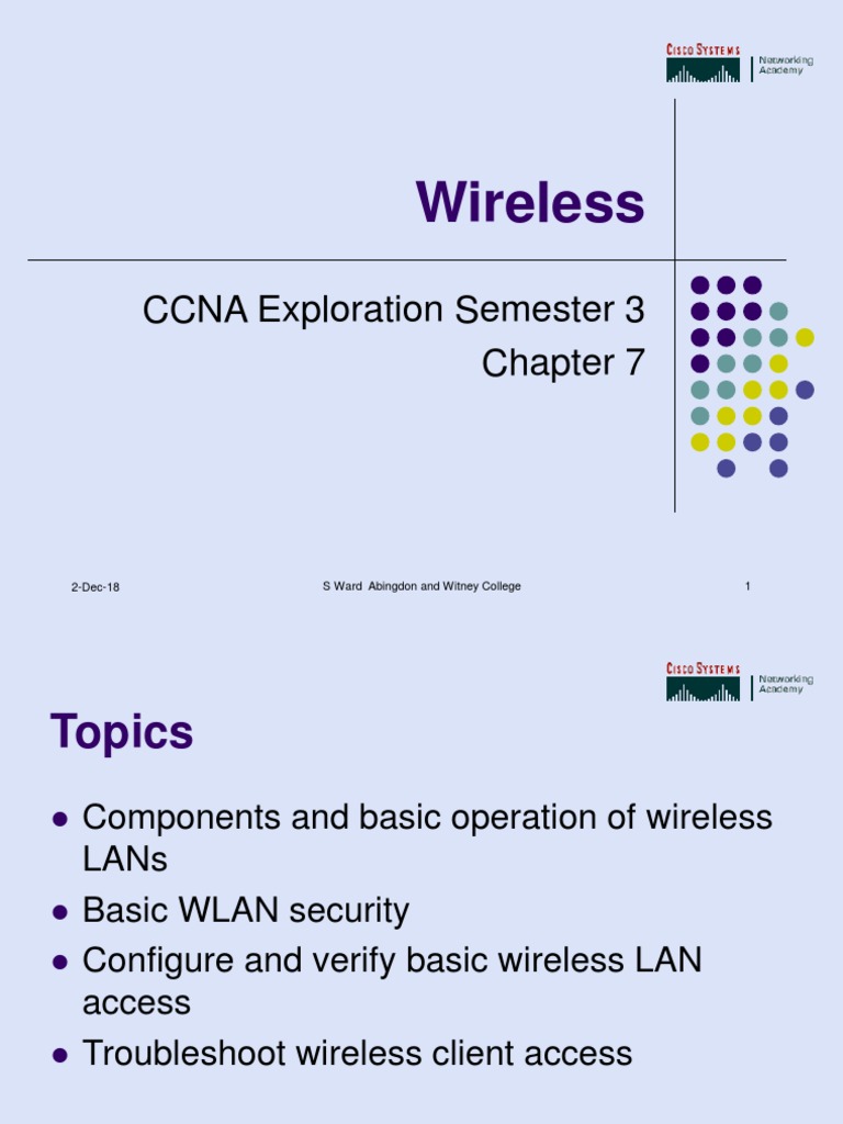 Wireless: CCNA Exploration Semester 3 | PDF | Wireless Lan | Wireless Access Point