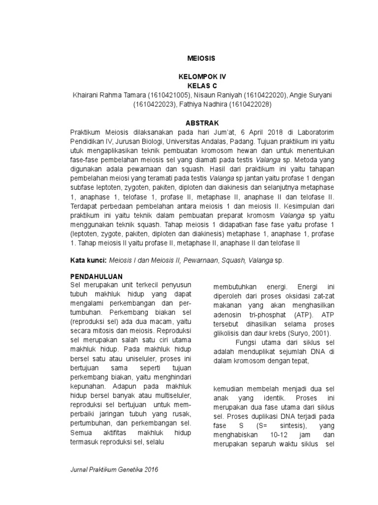 Tahapan Meiosis pada Valanga sp. | PDF | Pengembangan Diri | Kesehatan ...