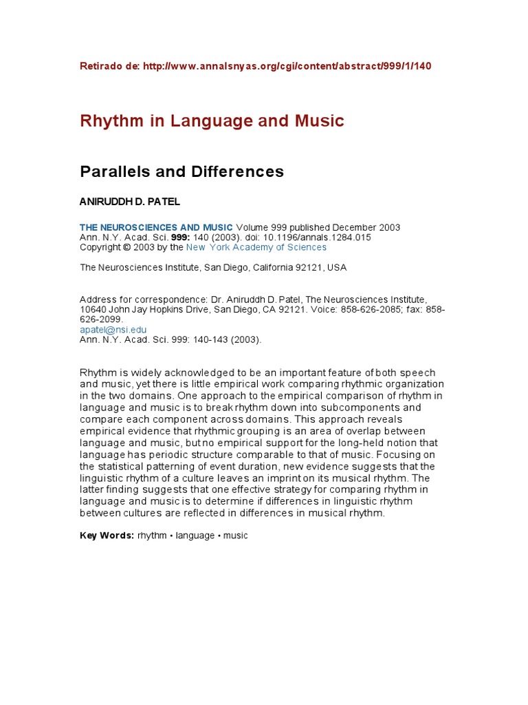 Rhythm in Language and Music | PDF