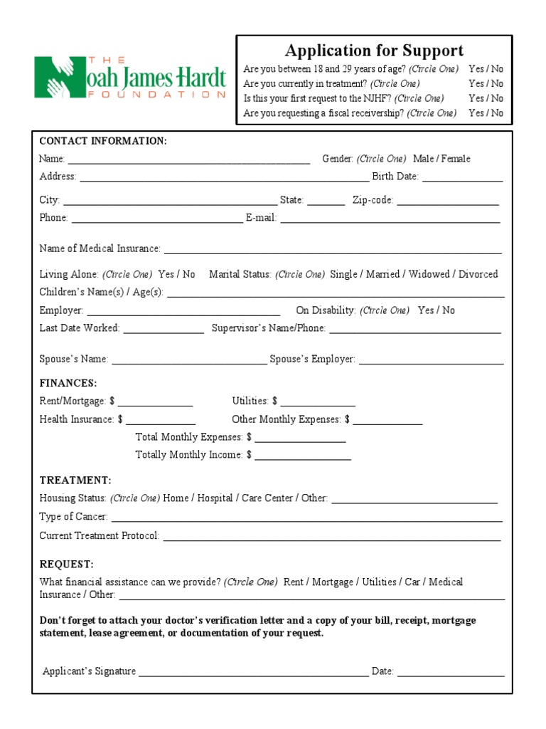 Logo NJHF Application For Support-1 | PDF | Service Industries | Health ...