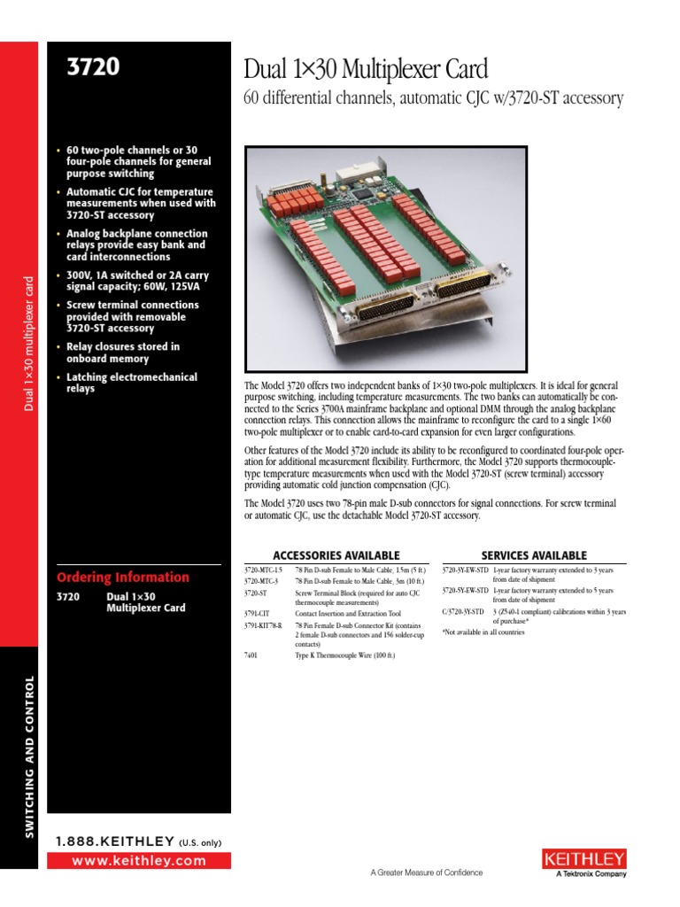Dual 1×30 Multiplexer Card: 60 Differential Channels, Automatic CJC w ...