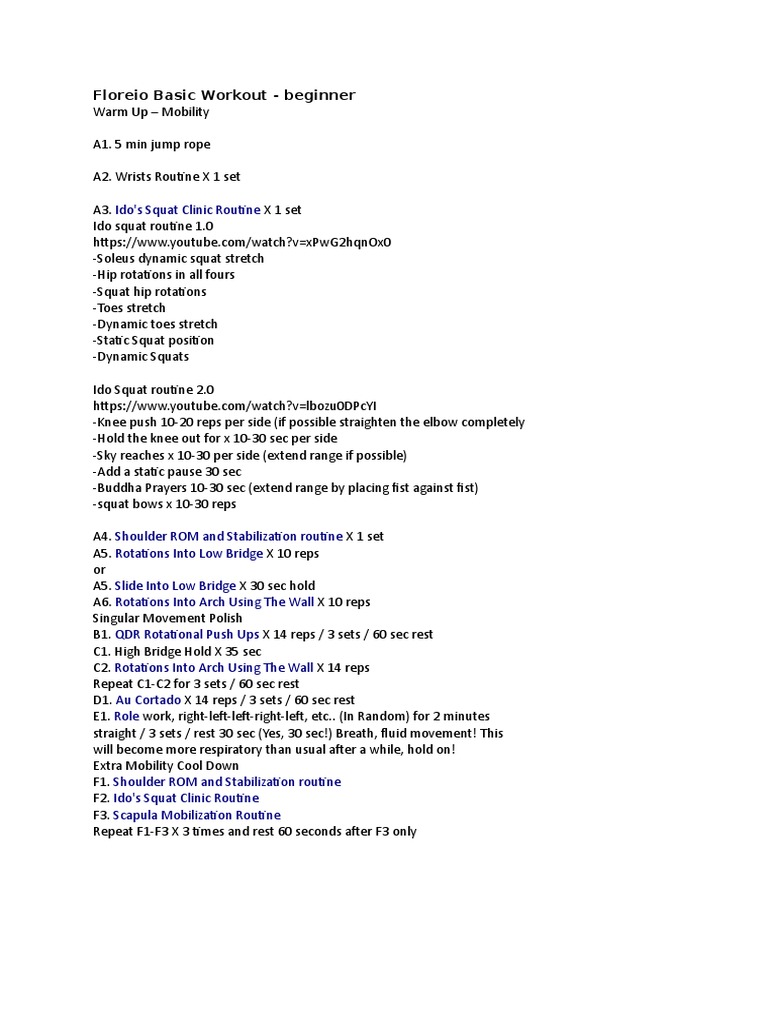Basic Workout Routine Ido Portal Floreio Routines | PDF