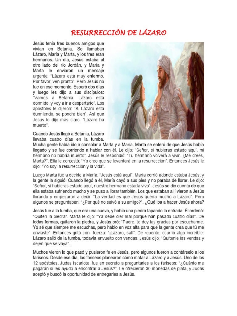 Resurrección de Lázaro | PDF | Lázaro De Betania | Jesús