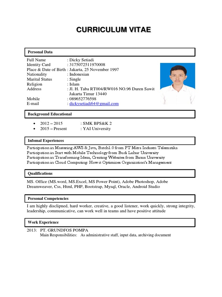 CV Dicky Setiadi | PDF