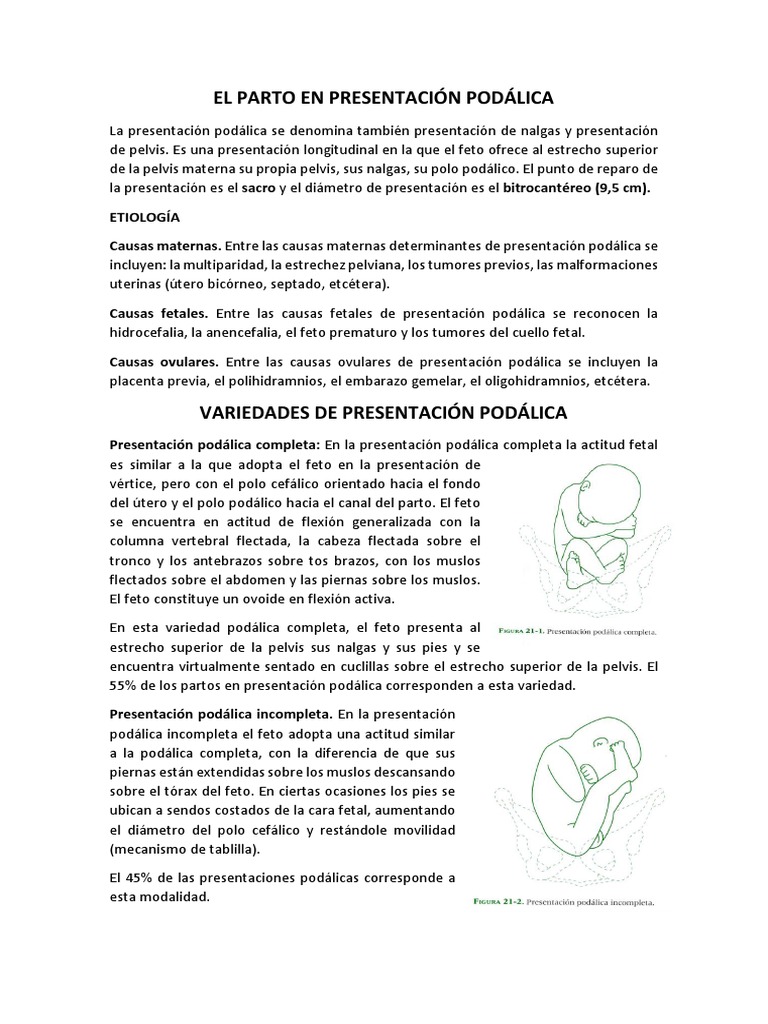 Parto en Presentación Podálica: Causas y Manejo | PDF | Parto | Pelvis