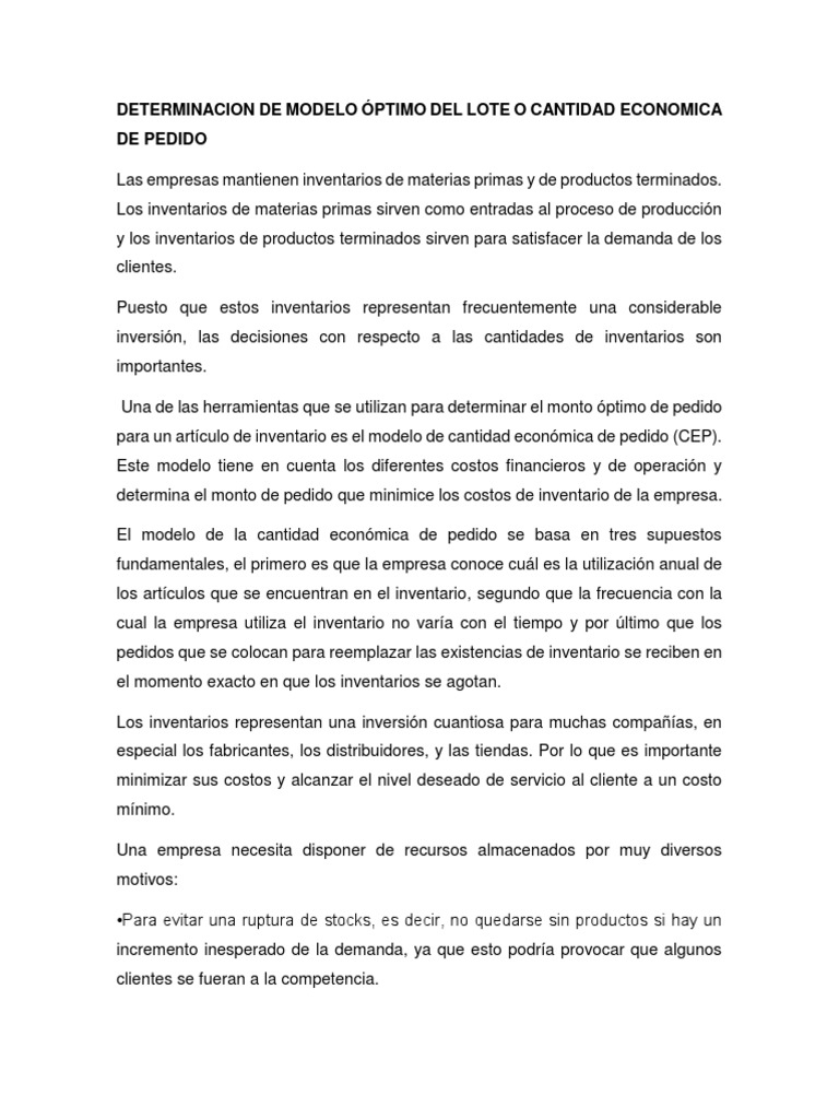 Determinación de Precio Óptimo en CEP | PDF | Inventario | Business