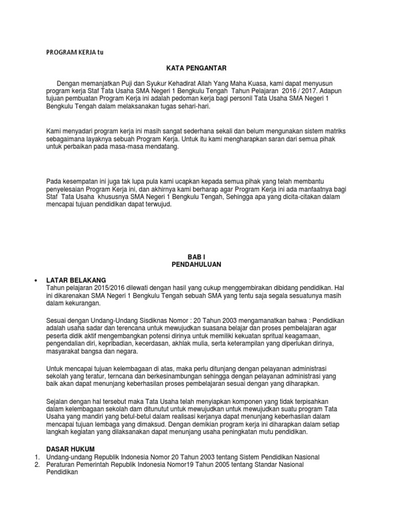 PROGRAM KERJA Tu | PDF