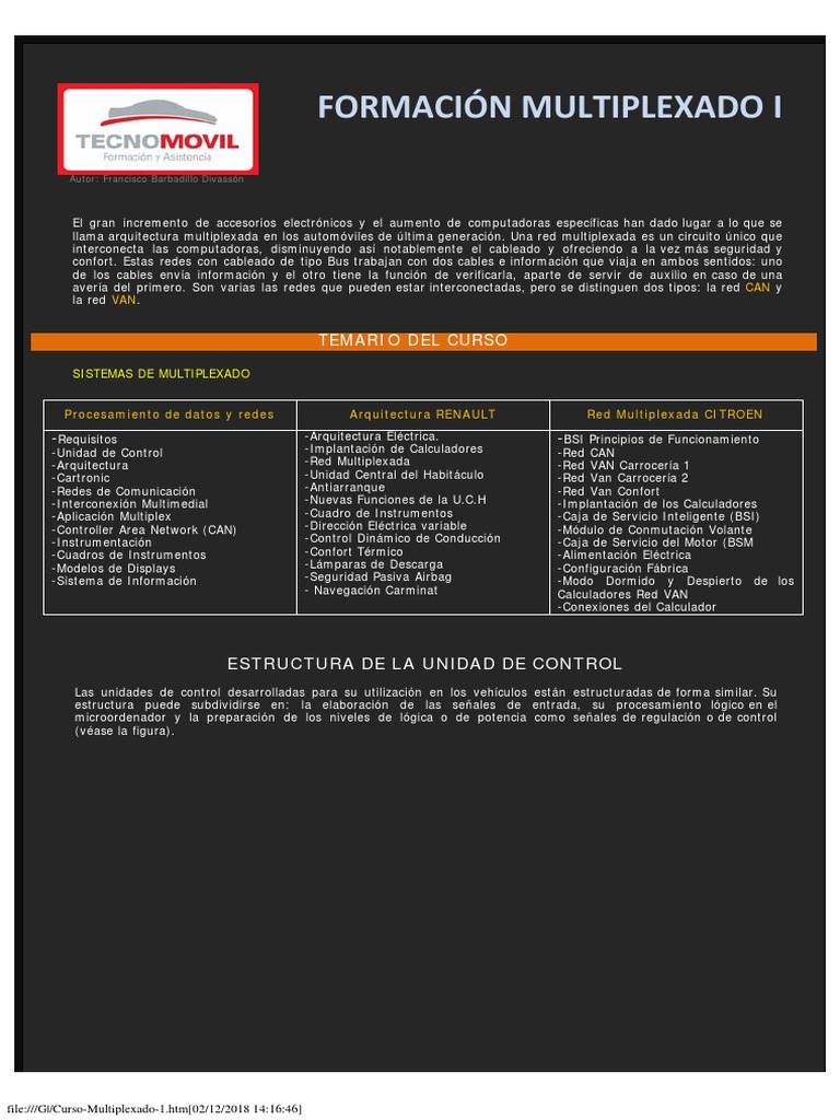 Curso Multiplexado 1 PDF | PDF | Renault | Red de computadoras