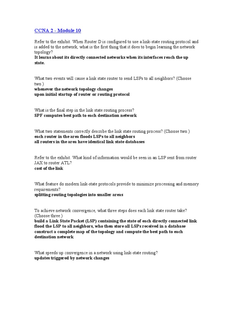 CCNA 2 - Module 10 | PDF | Routing | Router (Computing)