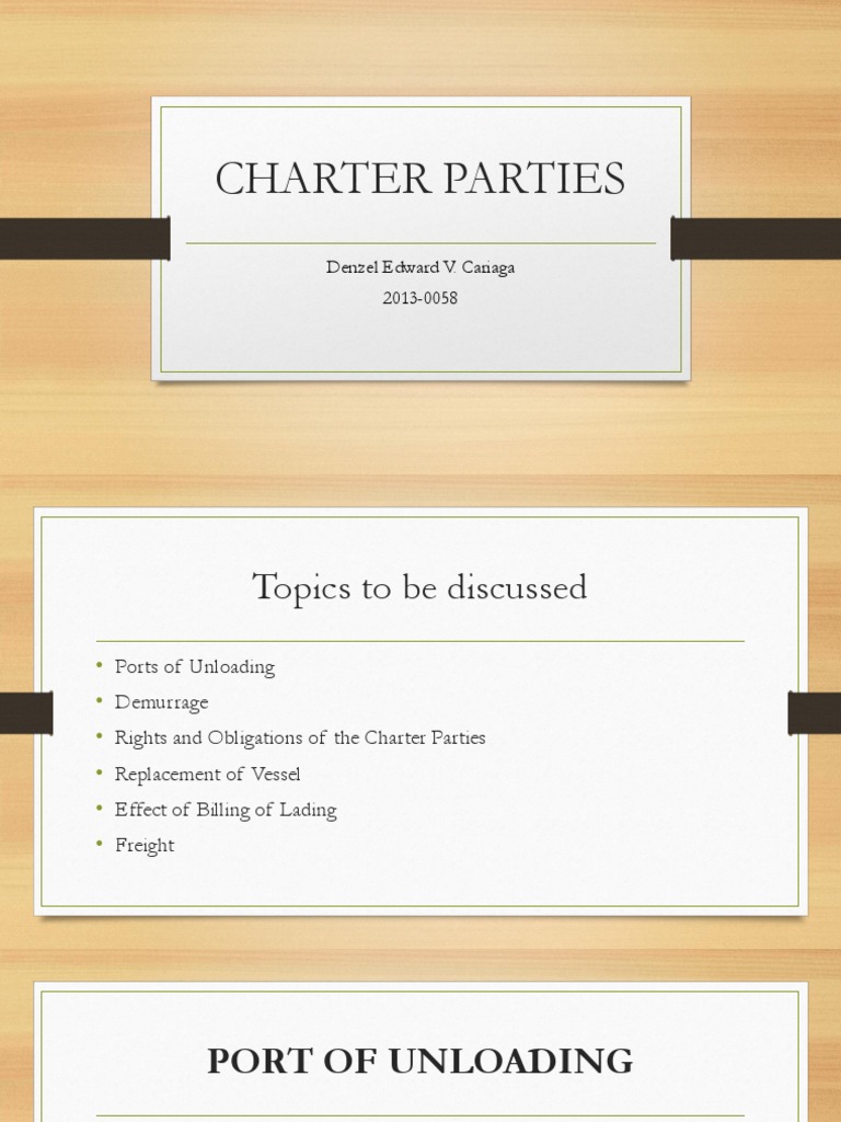 Charter Parties: Denzel Edward V. Cariaga 2013-0058 | PDF | Bill Of ...