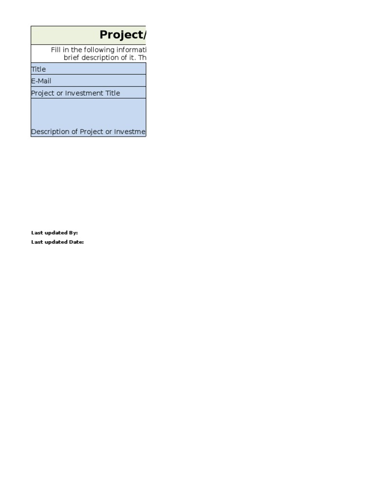 Project Investment Assessment Template | PDF | Xml | Web Service