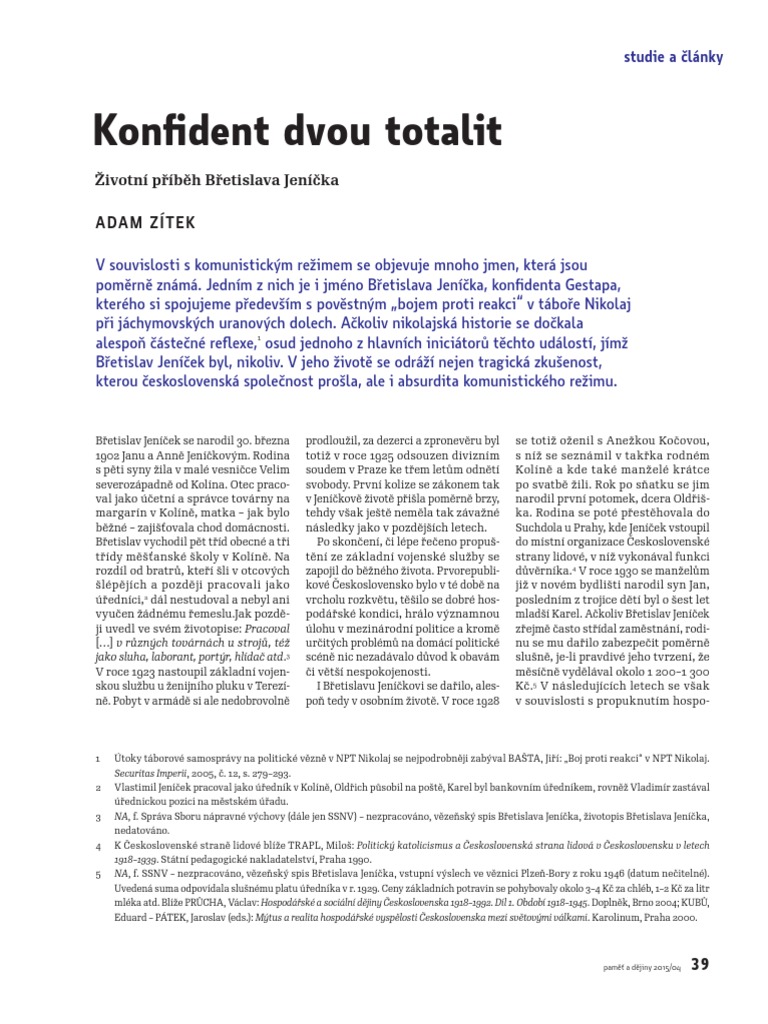 Jenicek. Konfident Dvou Totalit | PDF