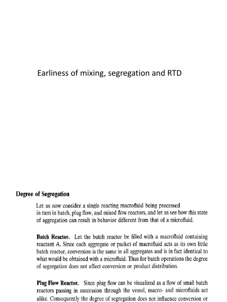 Mixing and Segregation in Reactions | PDF