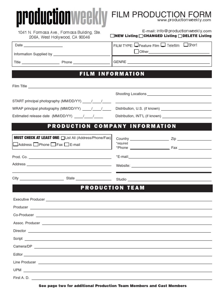 Film Chart Form | PDF | Filmmaking | Media Technology