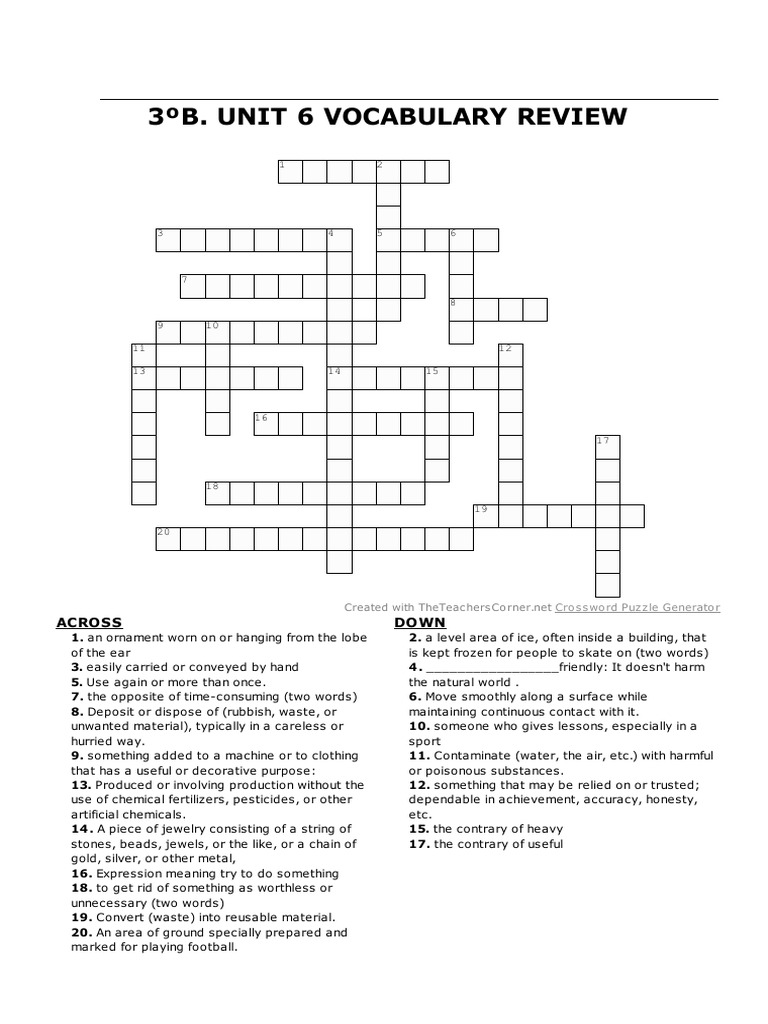3ºb. Unit 6 Vocabulary Review | PDF | Jewellery | Chemistry