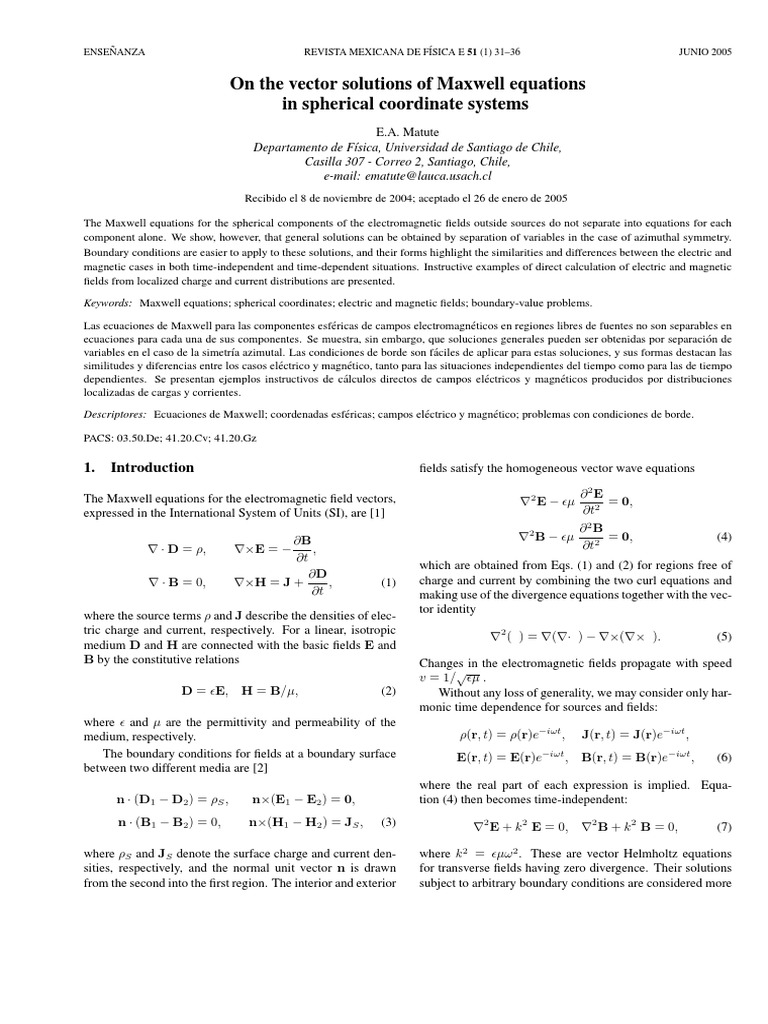 Soluciones vectoriales de Maxwell en esferas | PDF | Ecuaciones de ...