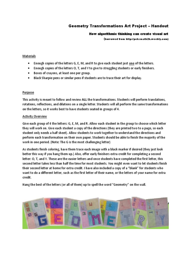 Geometry Transformations Art Activity | PDF | Applied Mathematics ...