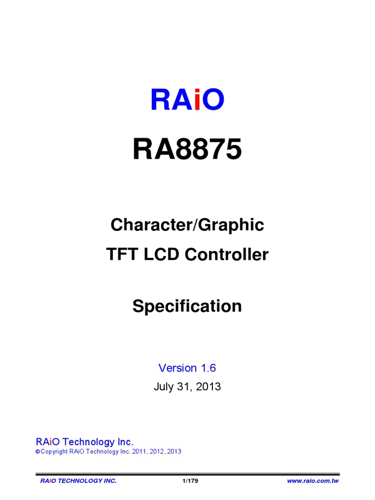 RA8875 - Manual Datasheet | PDF | Thin Film Transistor Liquid Crystal ...