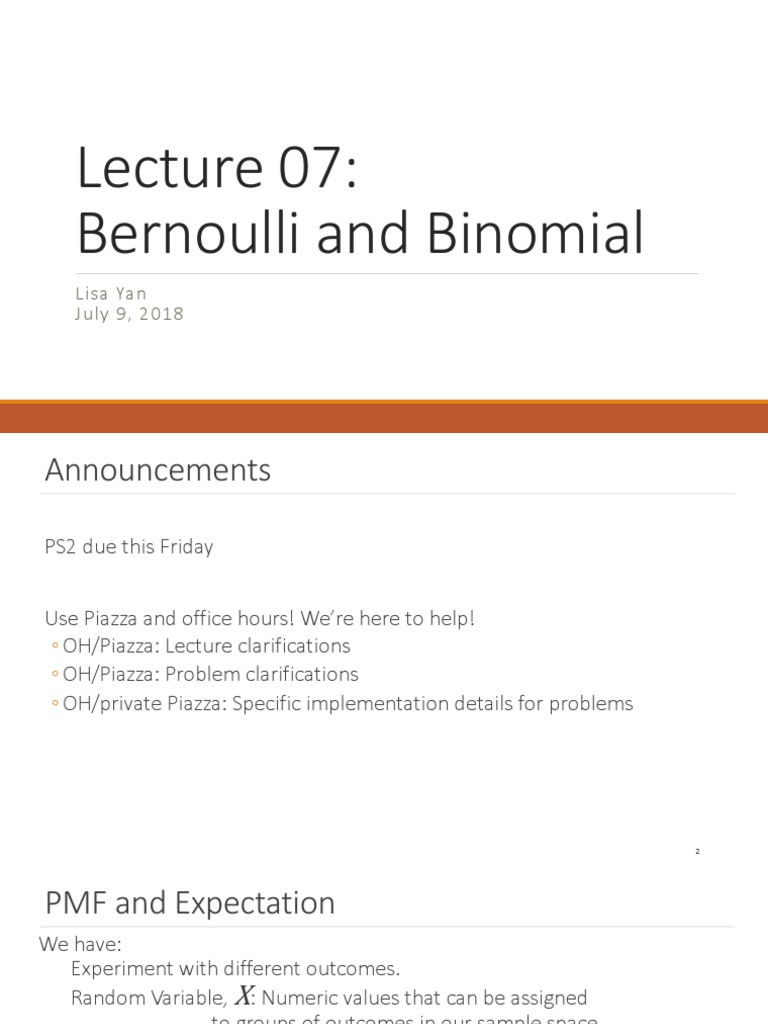 Bernoulli Distribution Pdf Expected Value Variance