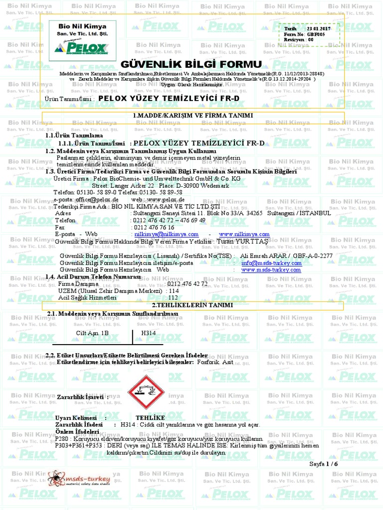 (MSDS) Pelox RP, SP-K 3000, FR-D | PDF