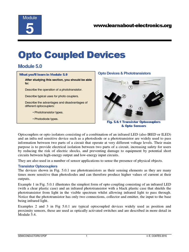 Opto Coupled Devices | PDF | Amplifier | Transistor