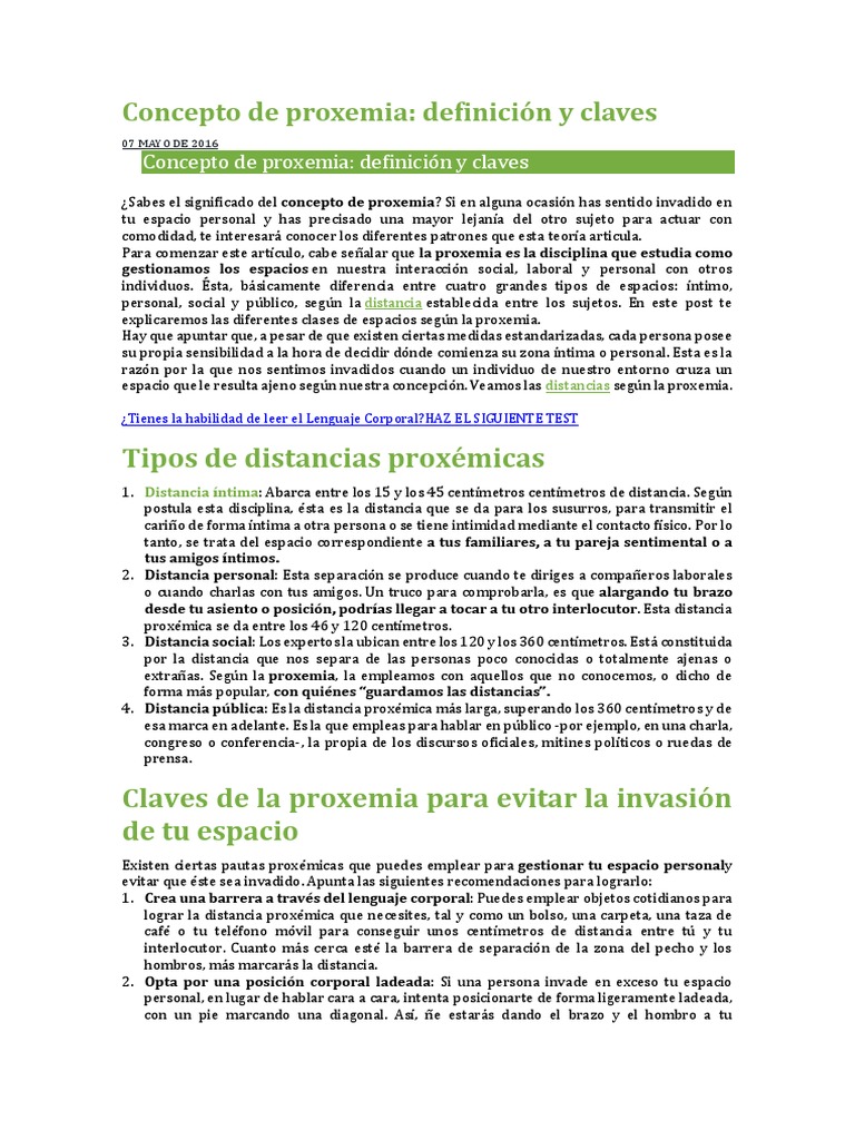 Concepto de Proxemia | Ciencia cognitiva | Sicología y ciencia cognitiva