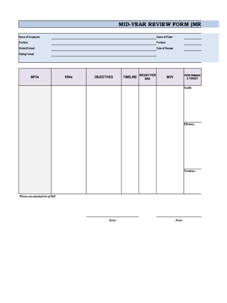 Mid-Year Performance Review Form | PDF