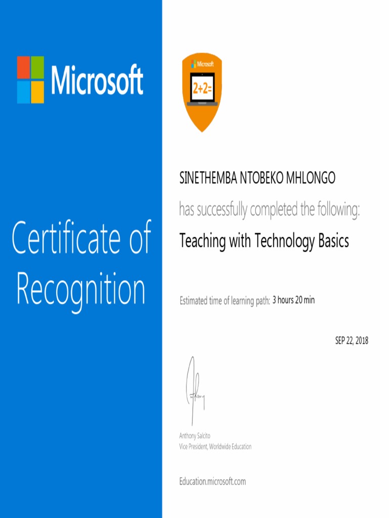 Teaching With Technology Basics: Sinethemba Ntobeko Mhlongo | PDF