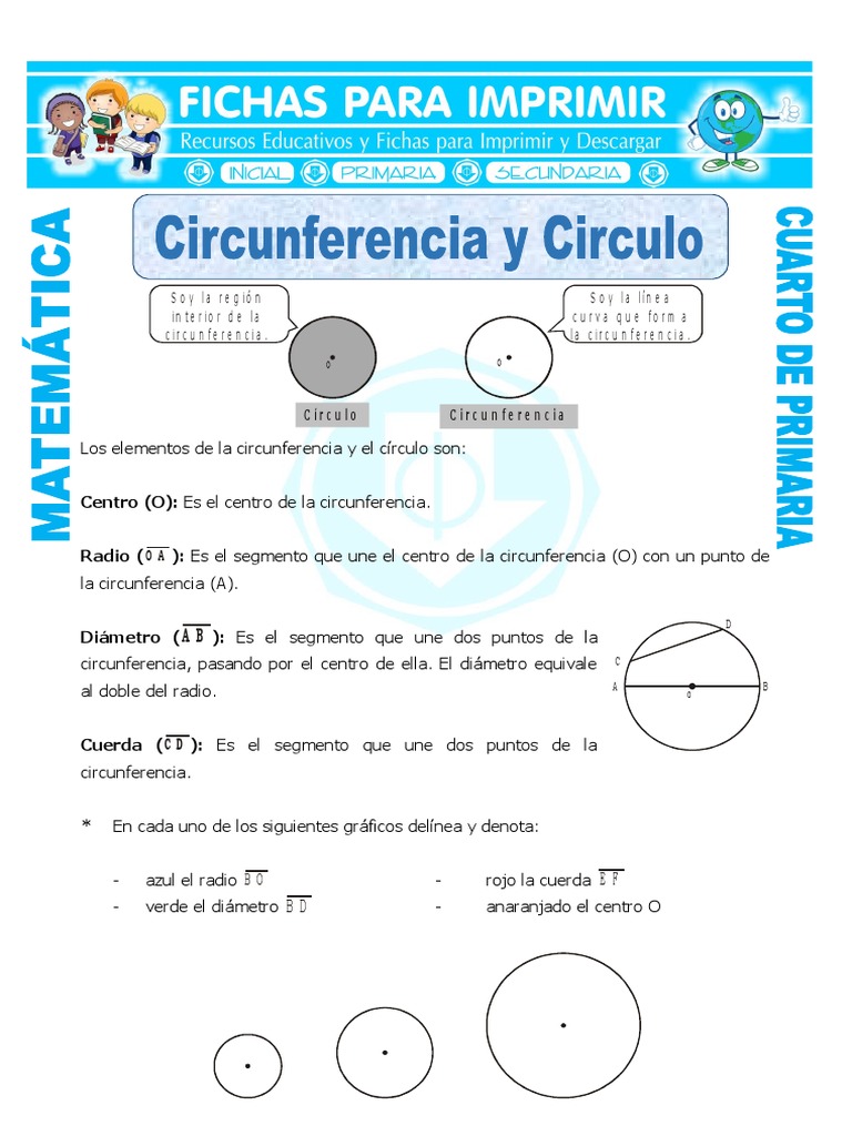 Circunferencia y Circulo Para Cuarto de Primaria | Circulo | Geometria ...