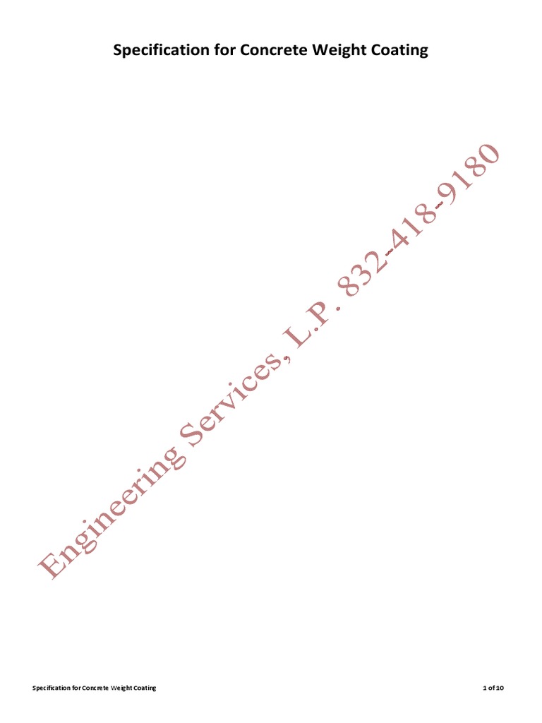 Specification For Concrete Weight Coating PDF | PDF | Concrete | Pipe ...