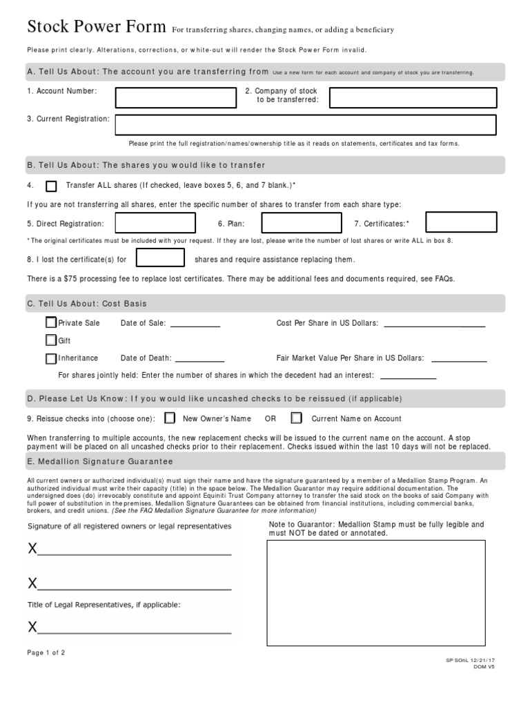 Stock Power PDF | PDF | Cost Basis | Concurrent Estate