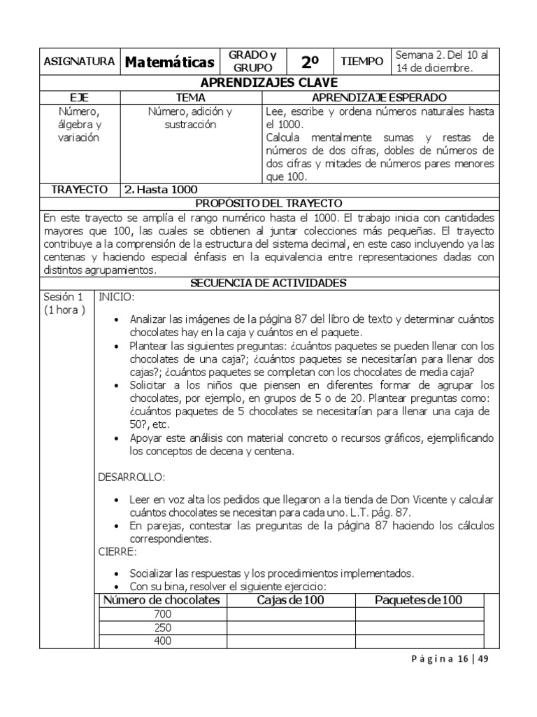Plan de Clase de Matemáticas | Números | Science
