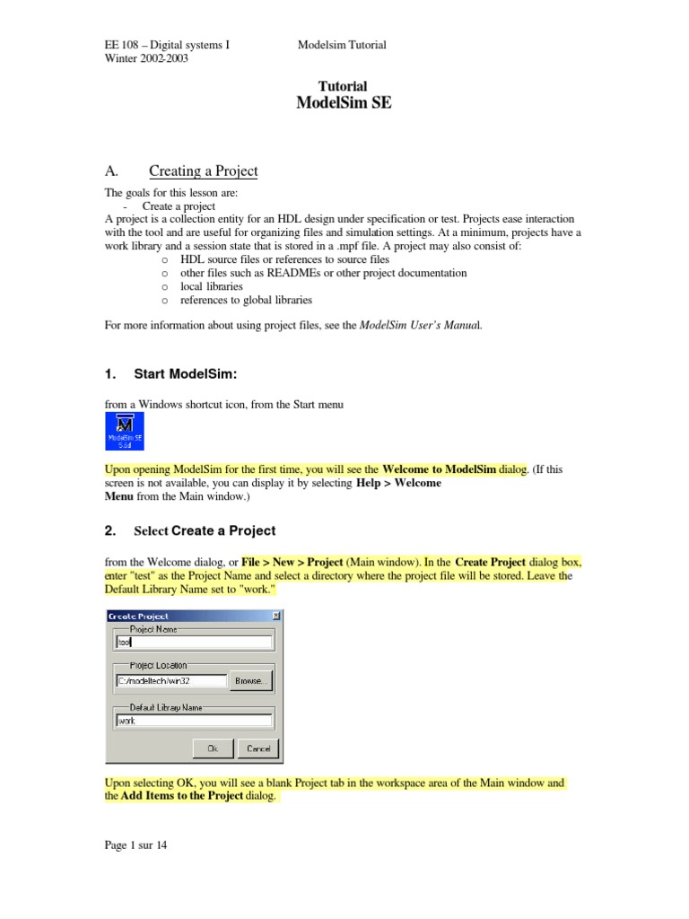 Modelsim Short Tutorial | PDF