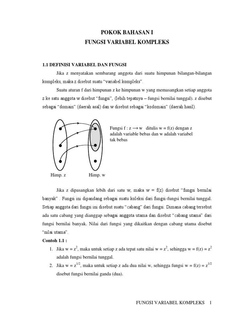 Fungsi Variabel Kompleks dan Definisinya | PDF