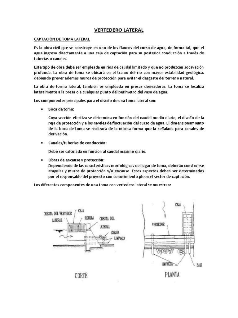 Vertedero Lateral | PDF | Descarga (hidrología) | Canal