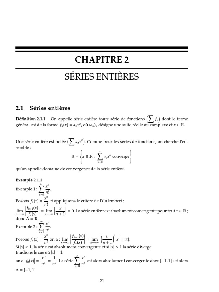 Cours Series Entieres | PDF | Série entière | Série (mathématiques)