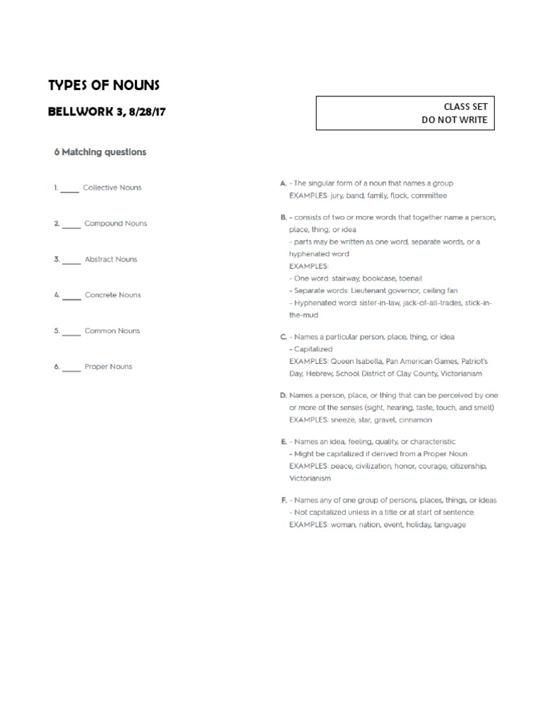 3 Types of Nouns | PDF