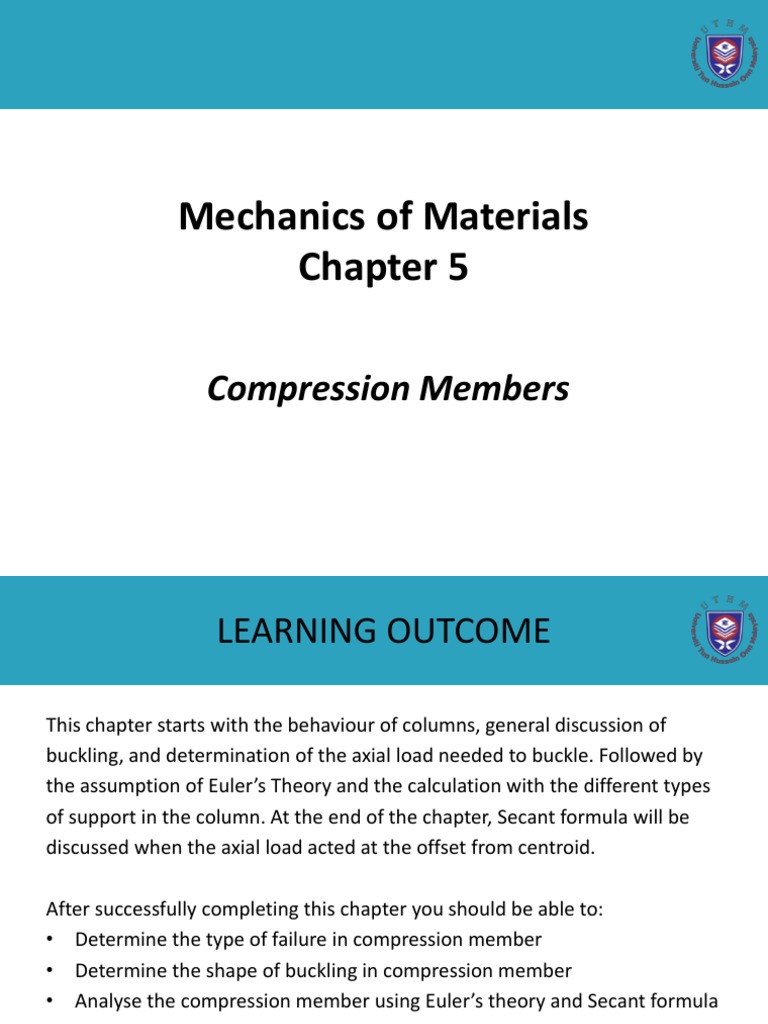 CHAPTER 5 Mechanic of Material | PDF | Buckling | Column
