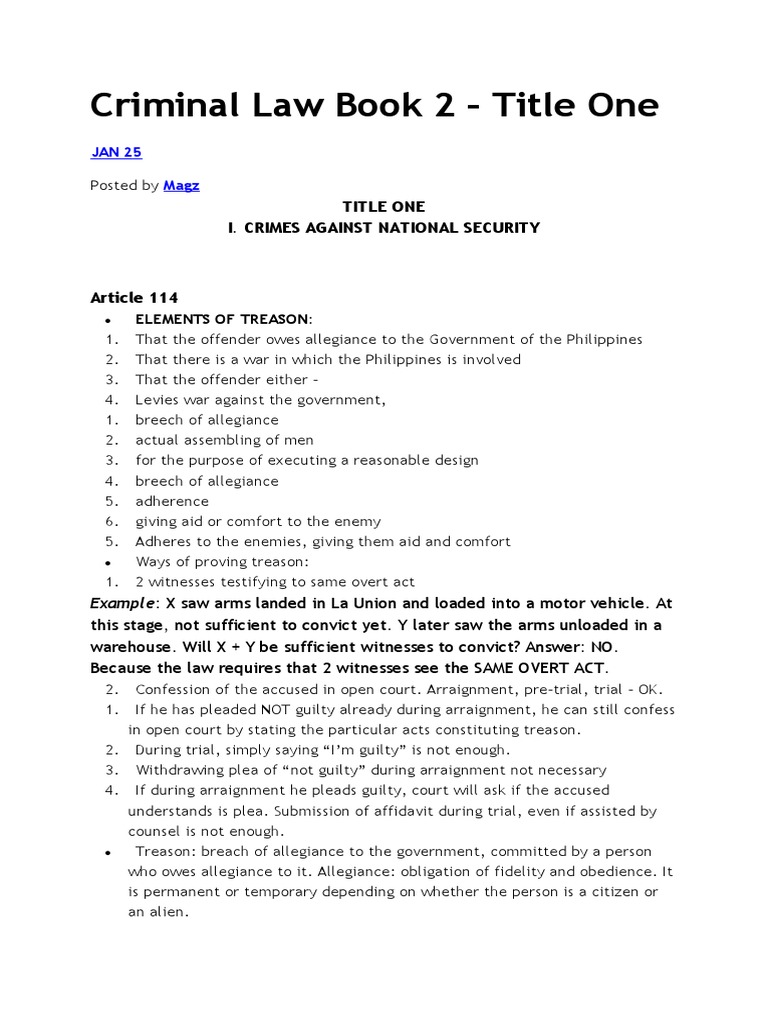 Criminal Law Book 2 | PDF | Treason | Remand (Detention)