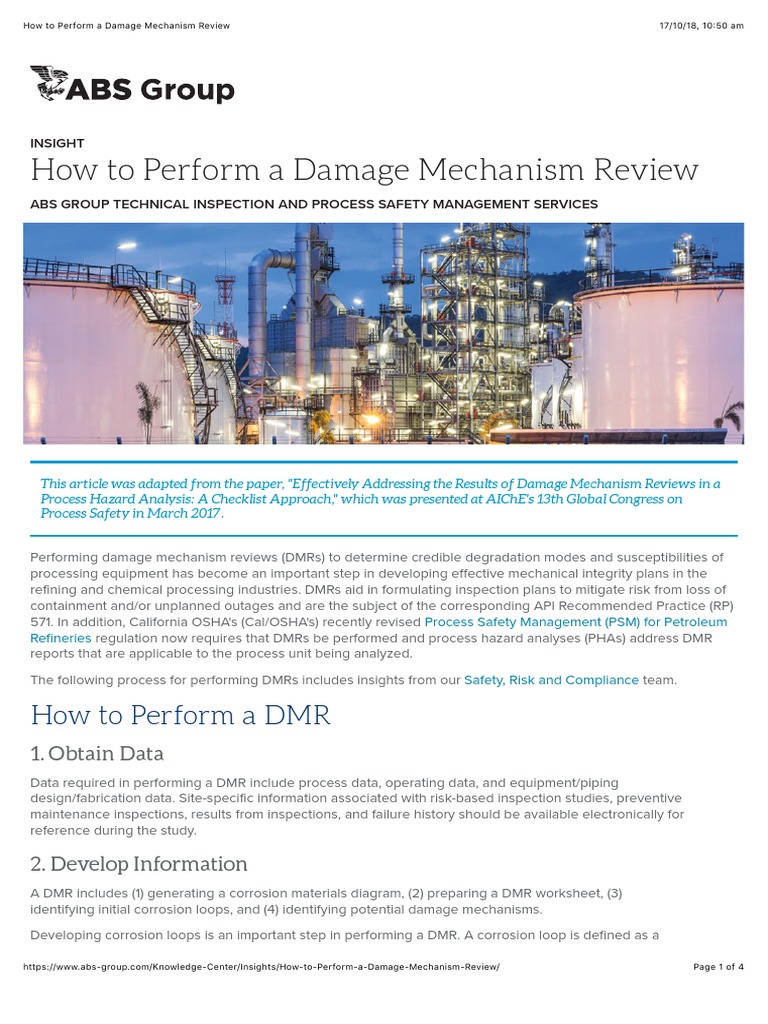 How To Perform A Damage Mechanism Review | PDF | Corrosion | Safety