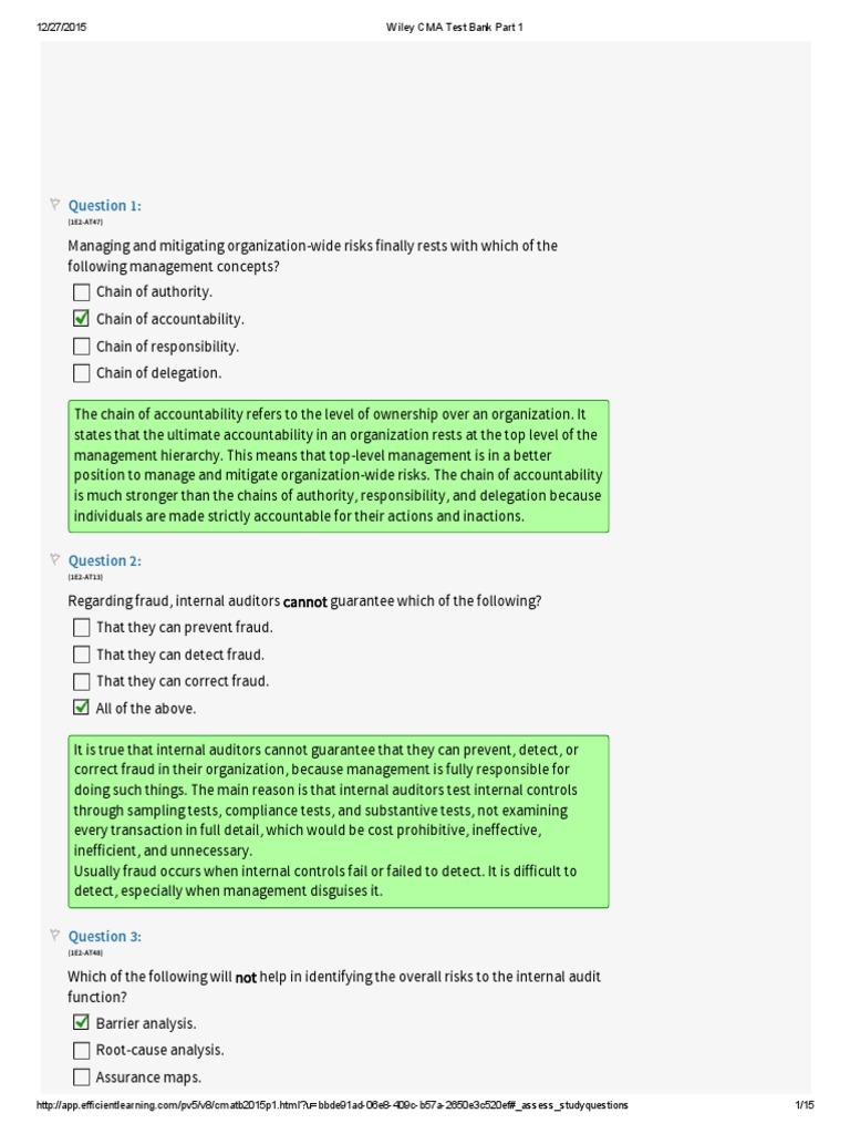 Internal Auditing Wiley TestBank PDF | PDF | Internal Audit | Internal ...