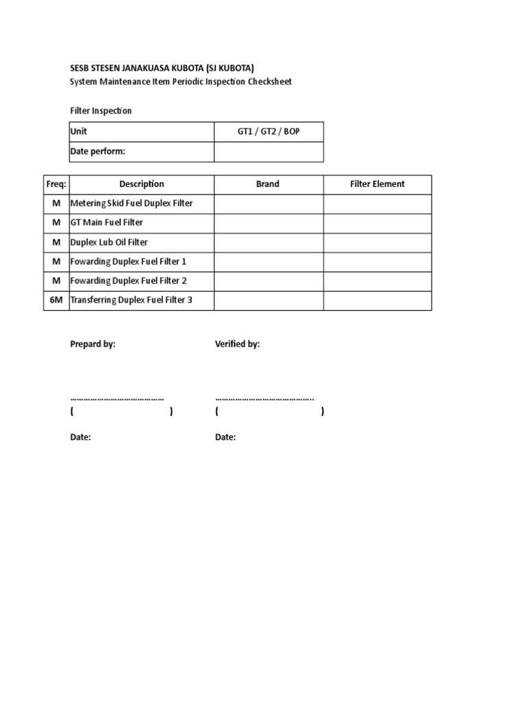 Gas Turbine Inspection Checklist | PDF | Bearing (Mechanical) | Diesel ...