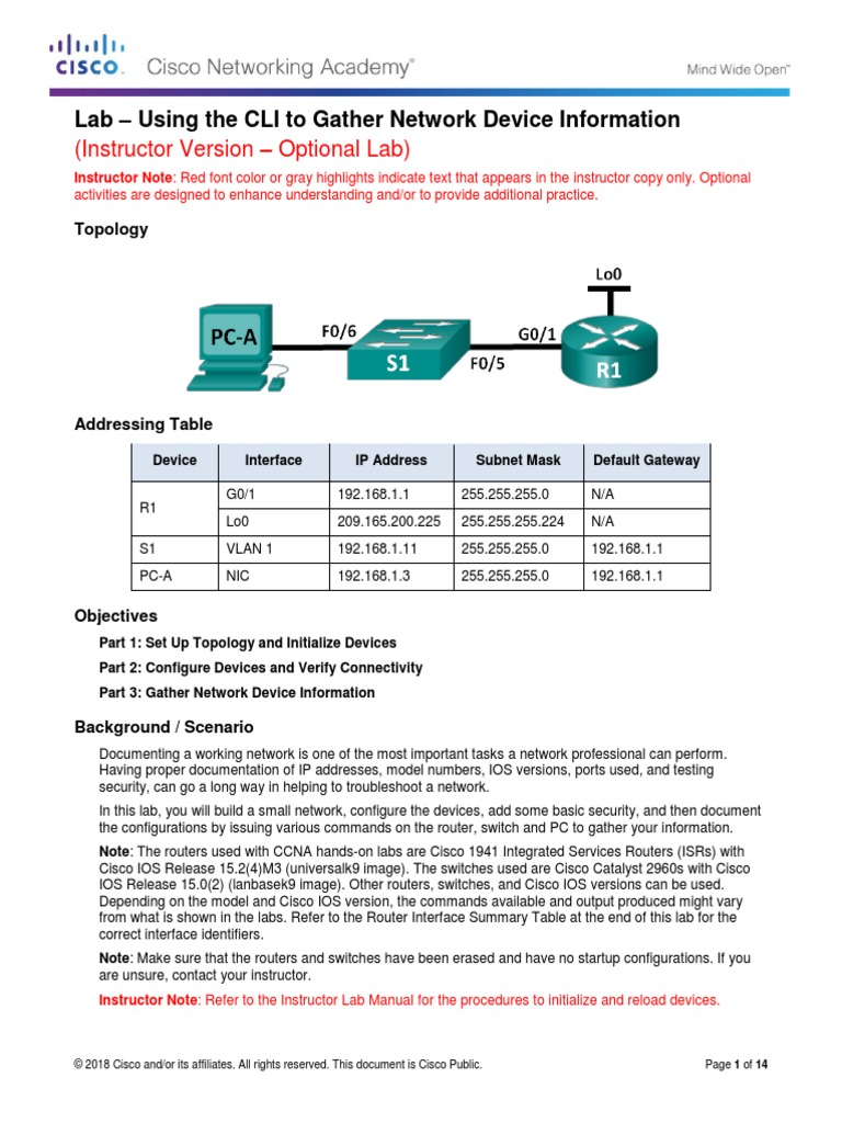 11.3.4.6 Lab - Using The CLI To Gather Network Device Information - ILM | Download Free PDF ...