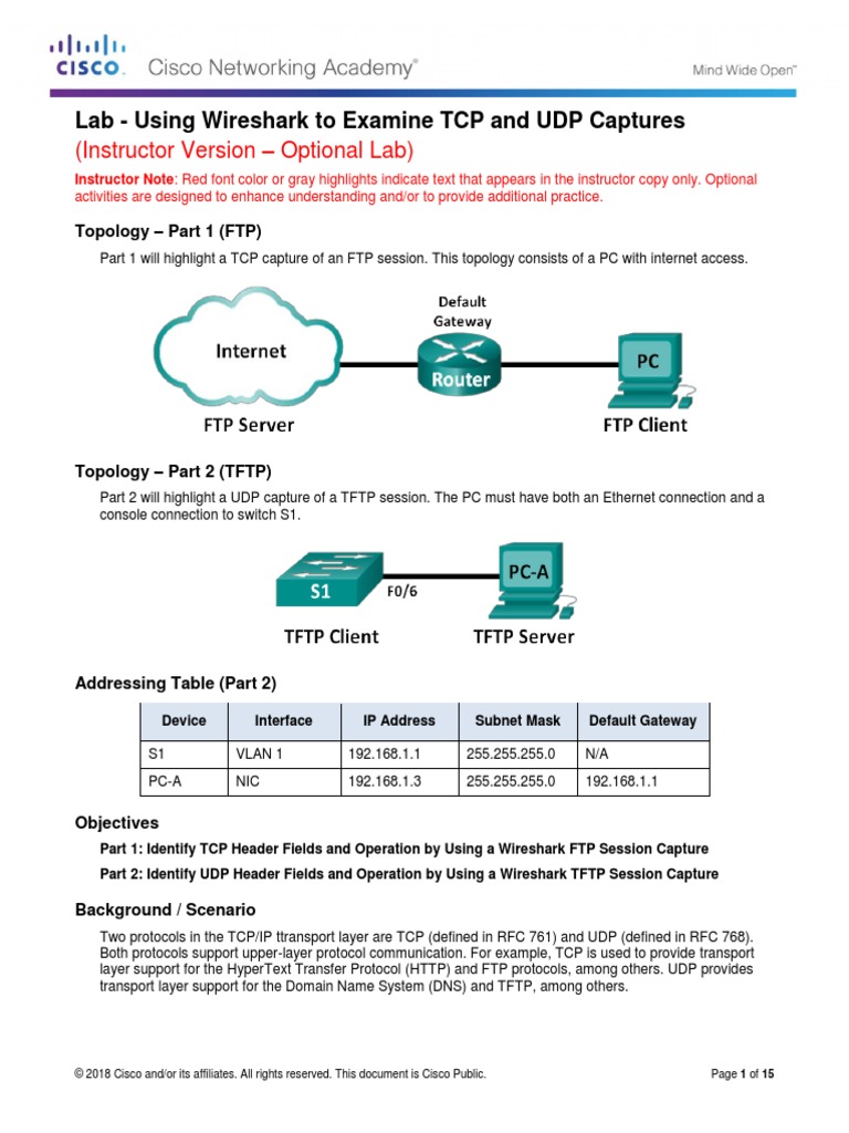 9.2.4.3 Lab - Using Wireshark To Examine TCP and UDP Captures - ILM | PDF | Transmission Control ...