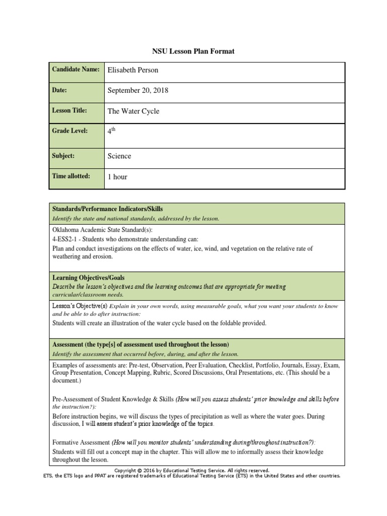 Lesson 1 Water Cycle | PDF | Educational Assessment | Lesson Plan