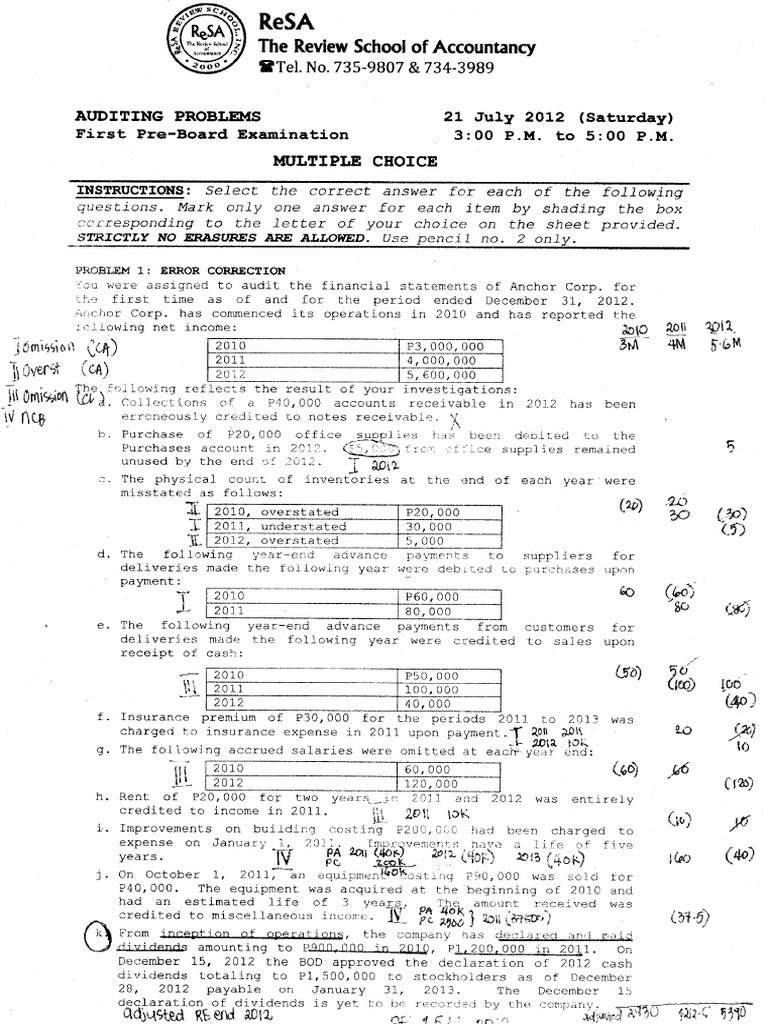 RESA First Pre-Board Exam | PDF | Accounting | Financial Accounting